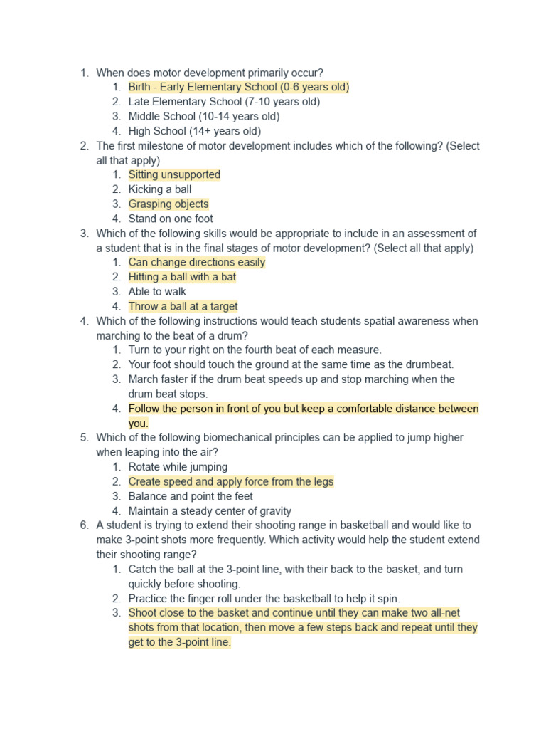 Motor Development Milestones in PE | PDF | Strength Training | Heart Rate