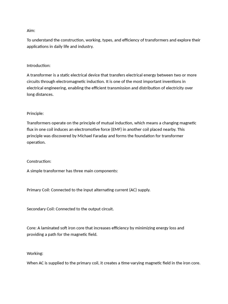 New Microsoft Word Document | PDF | Transformer | Electromagnetic Induction