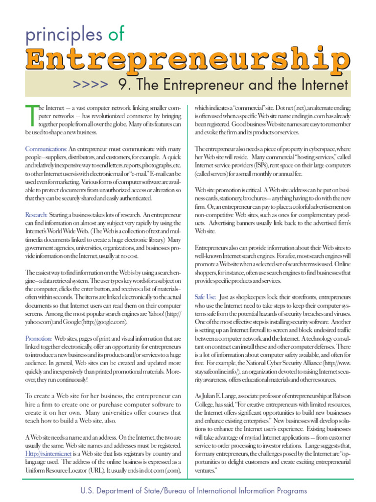 9.the Entrepreneur and Internet | PDF | World Wide Web | Internet & Web
