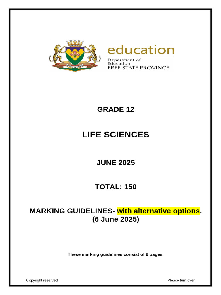 LFSC GR 12 June Exam p1 2025 MG | PDF | Human Anatomy | Anatomy