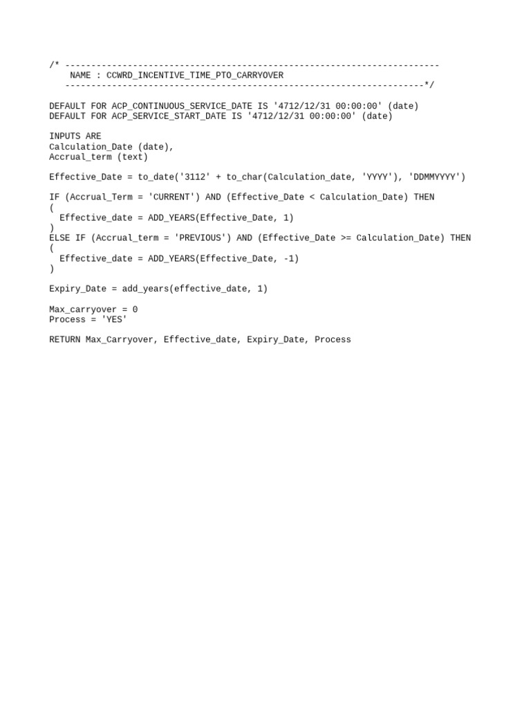 CCWRD Incentive Time Pto Carryover | PDF