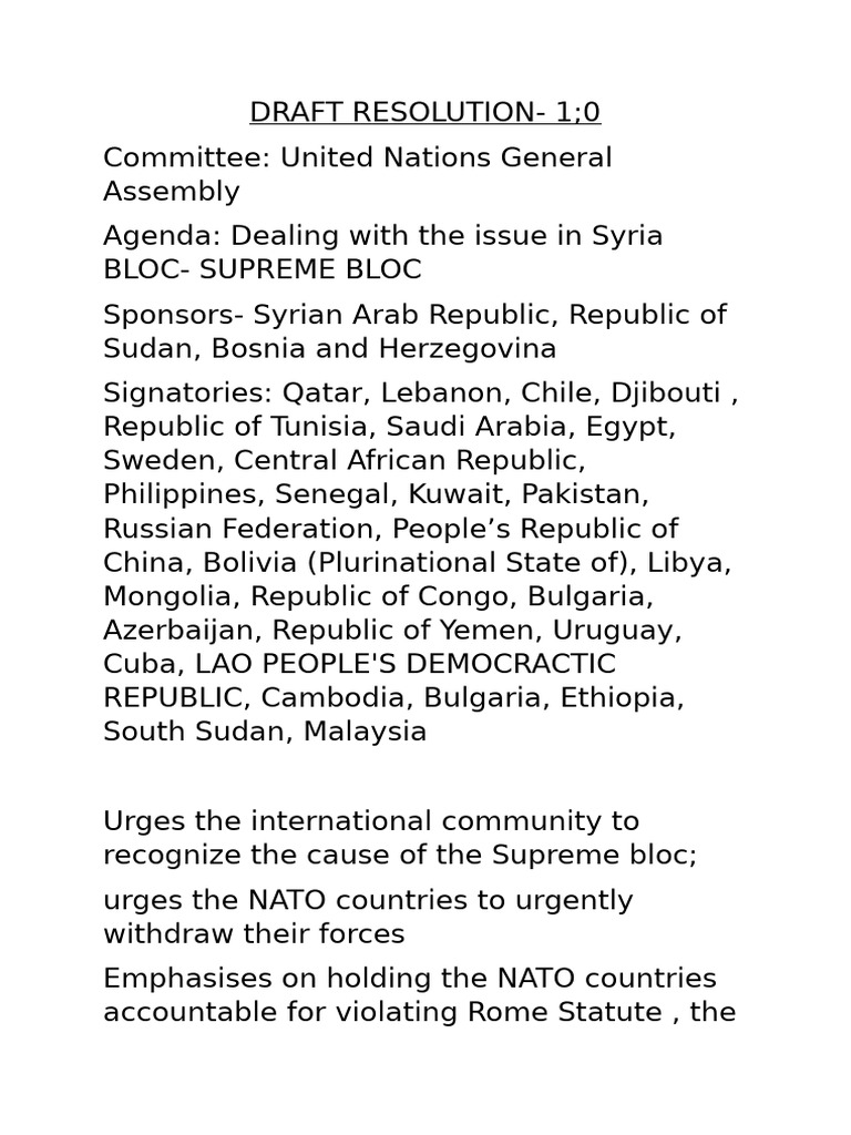 Draft Resolution - Unga (SPS) | PDF