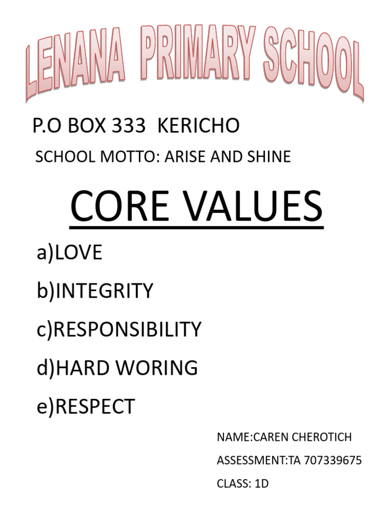 School Core Values and Motto | PDF