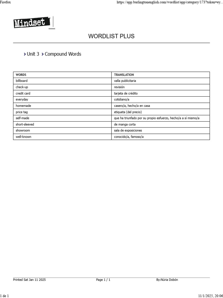 Compound Words Unit 3 Vocab | PDF