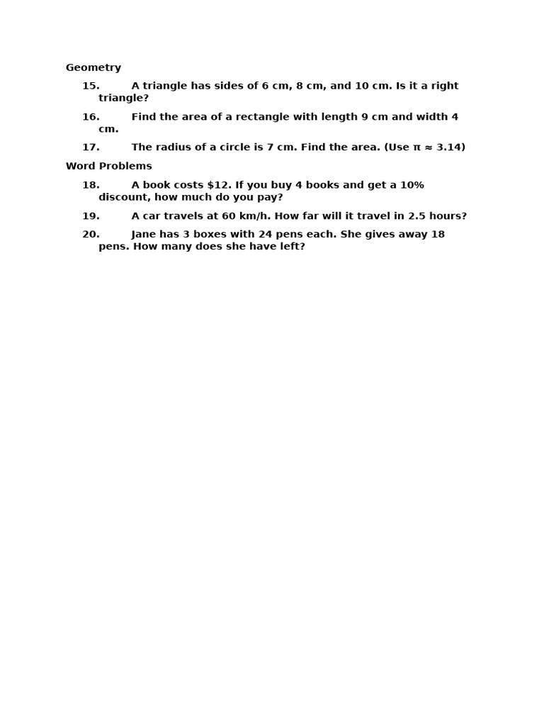 Math Practice Problem Geomtry | PDF