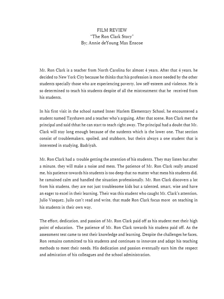 Inspiring Review of "The Ron Clark Story" | PDF | Teachers