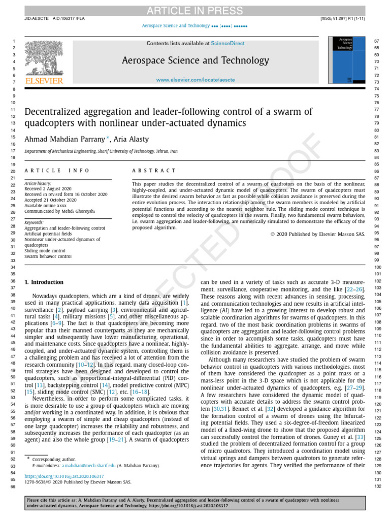 Q1.decentralized Aggregation and Leader-Following Control of A Swarm of Quadcopters With ...