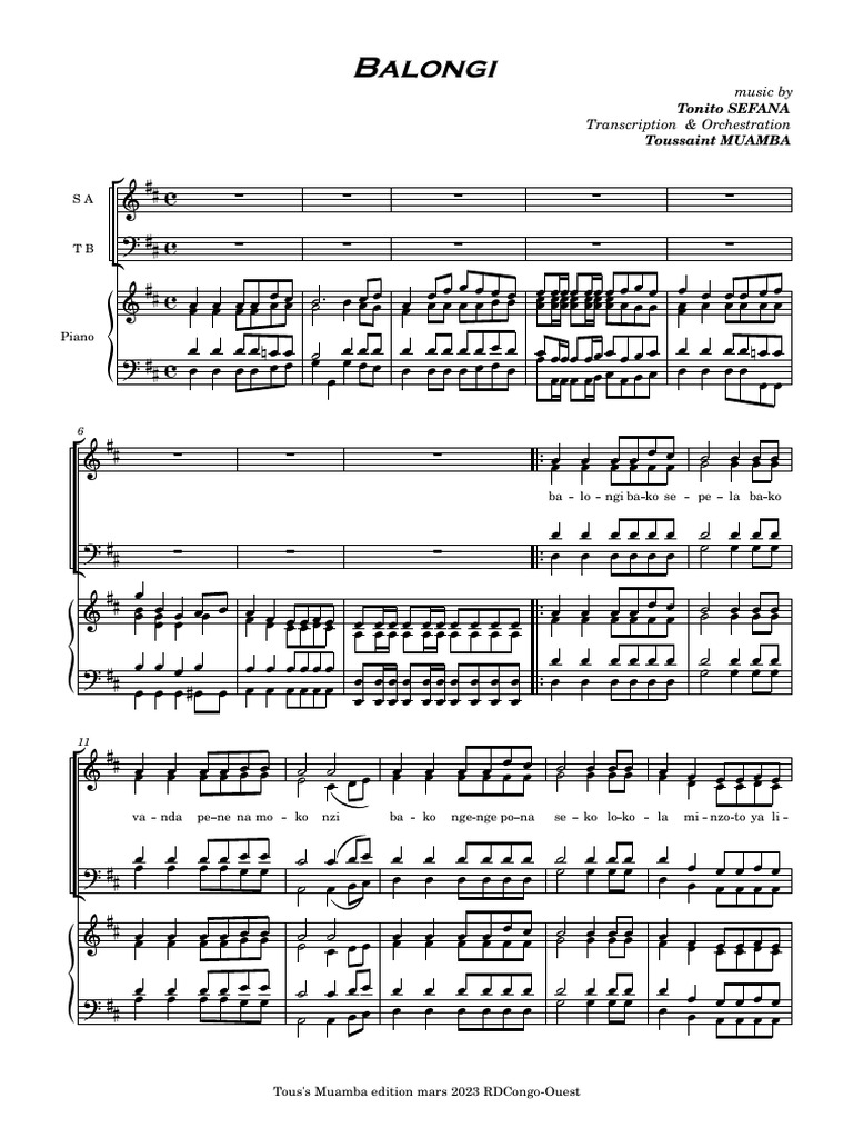 Balongi Choeur SATB Et Piano-1 | PDF