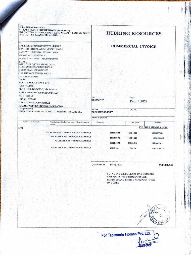 Commercial Invoice and Packing List | PDF | Cargo | Freight Transport