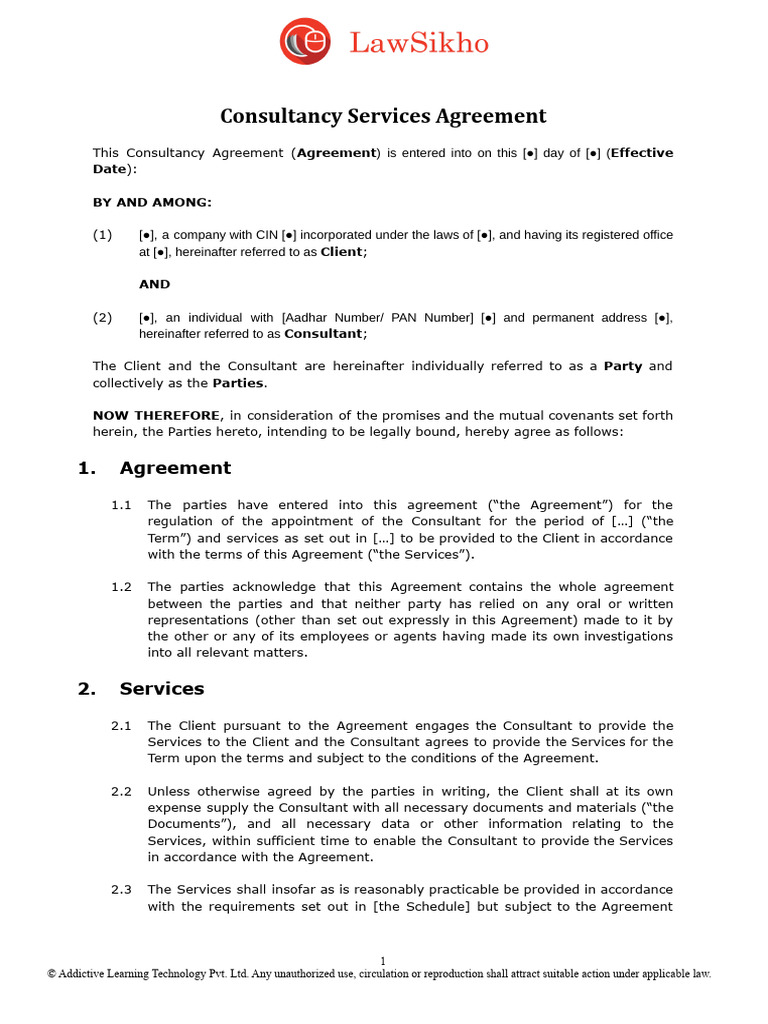 Template - Consultancy Agreement | PDF | Indemnity | Legal Liability