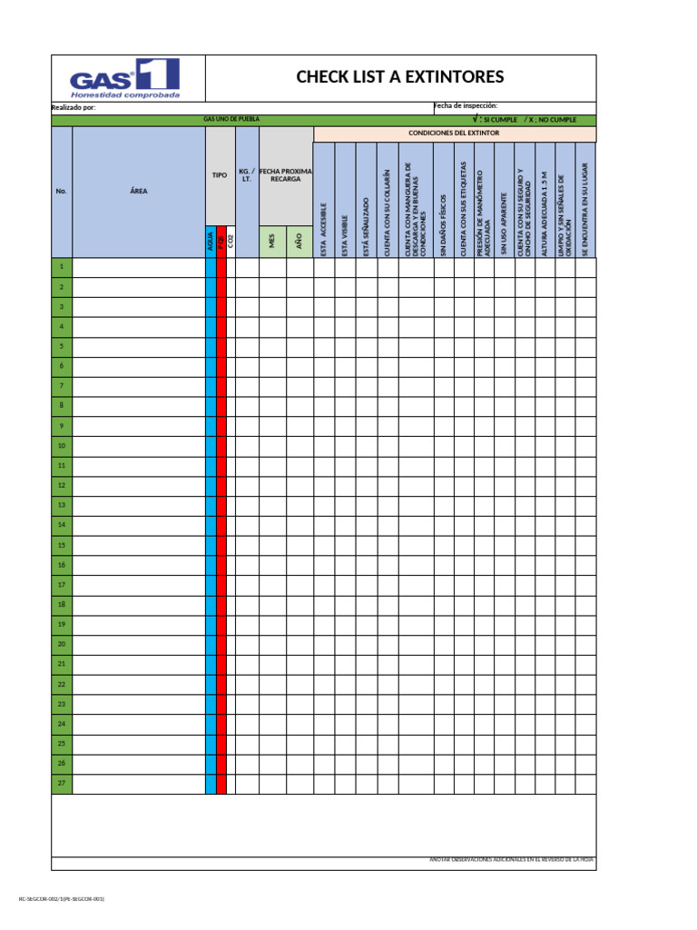 Check List A Extintores Actual | PDF
