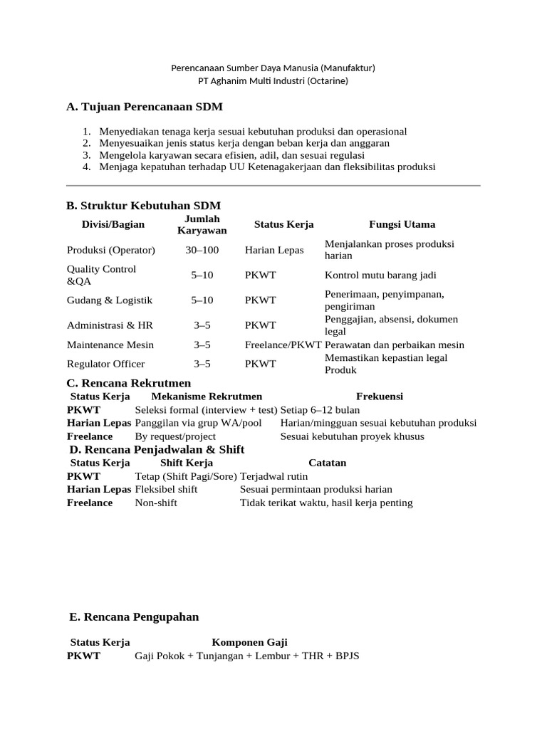 Perencanaan SDM di PT Aghanim Multi Industri | PDF