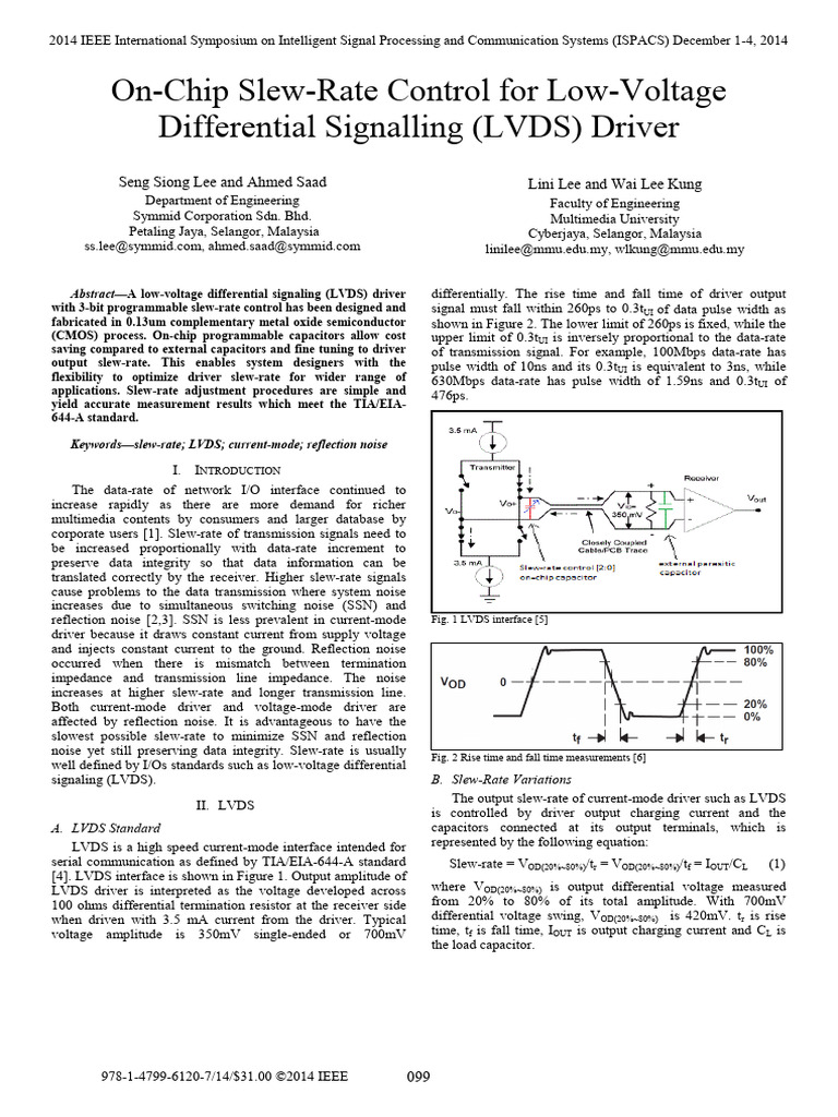 On-Chip Slew-Rate Control For Low-Voltage Differential Signalling LVDS Driver | PDF | Capacitor ...