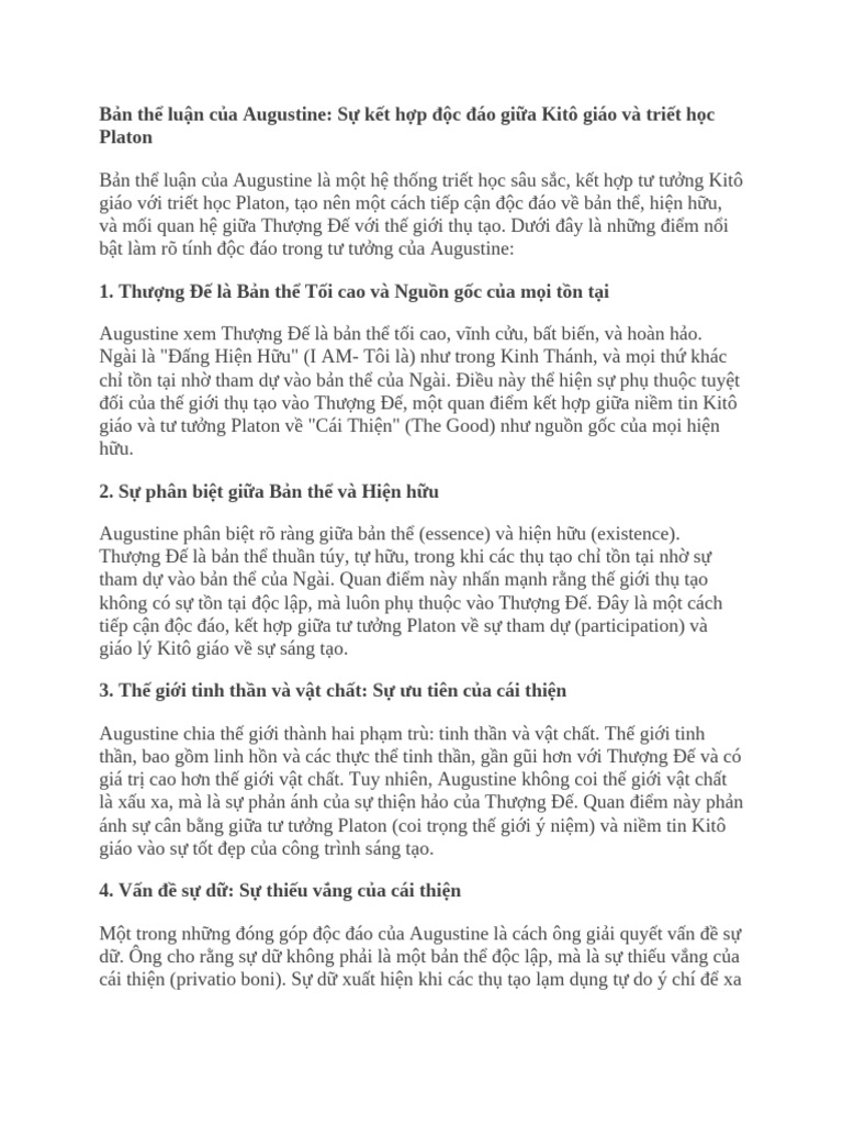 Bản thể luận của Augustine | PDF