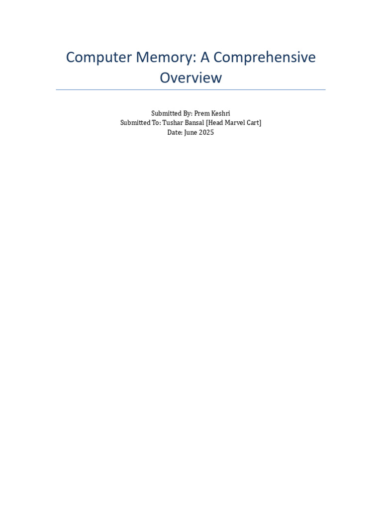 Computer Memory Project Prem Keshri | PDF | Random Access Memory | Computer Data Storage