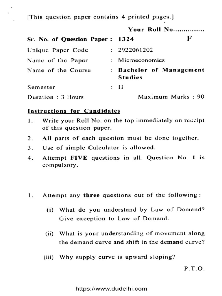 Bms 2 Sem Microeconomics 1324 2023 | PDF
