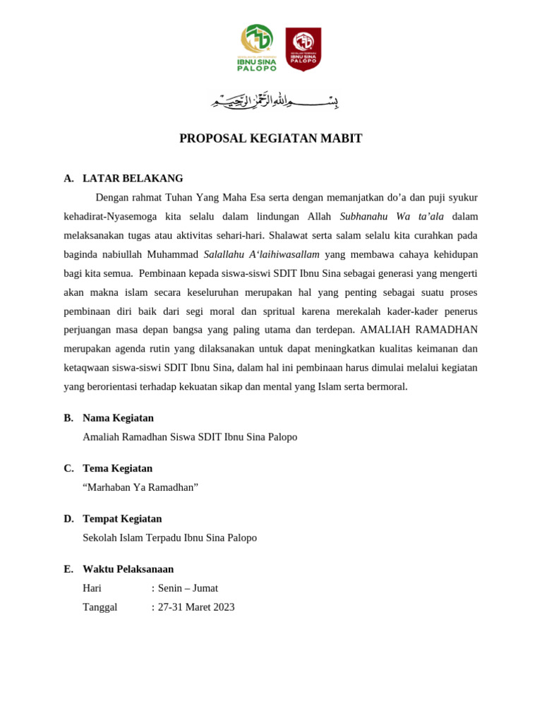 Proposal Kegiatan Ramadan | PDF