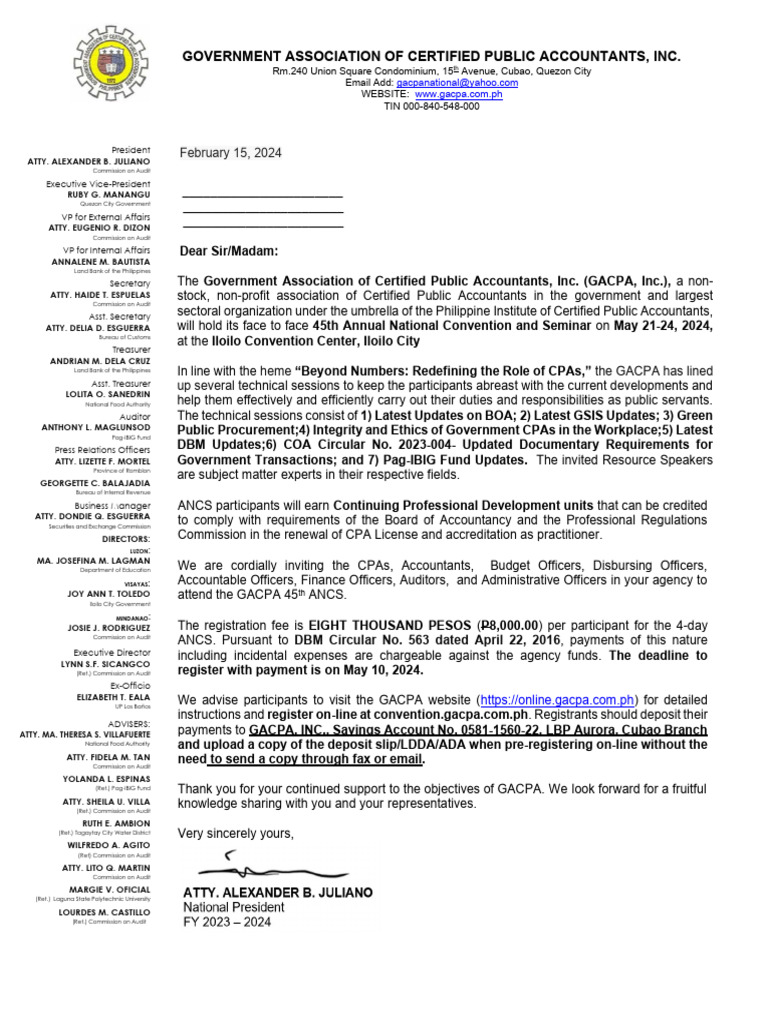 GACPA 45th Annual Convention Invitation | PDF | Business | Accounting