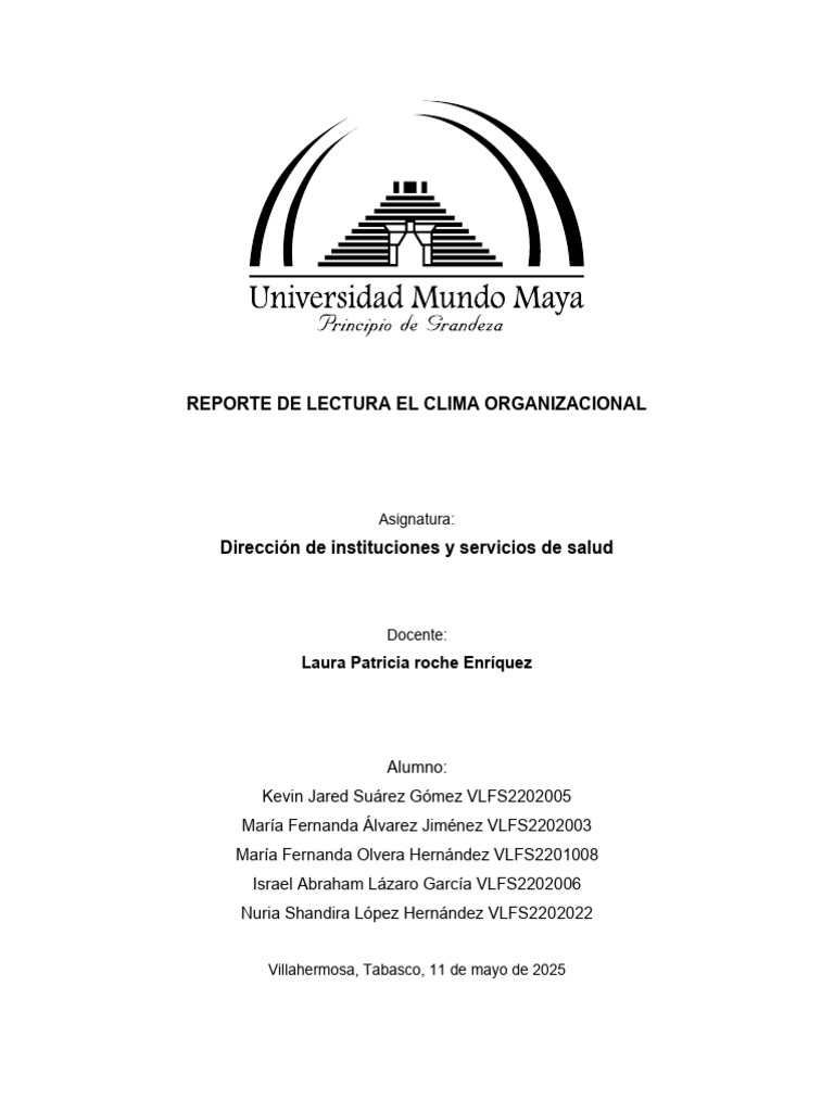 Reporte clima organizacional | PDF | Cultura organizacional | Motivacional