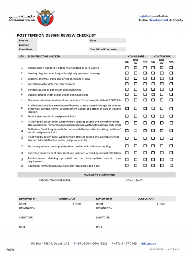 DDA - Post Tension Design Review Checklist | PDF | Stress (Mechanics ...