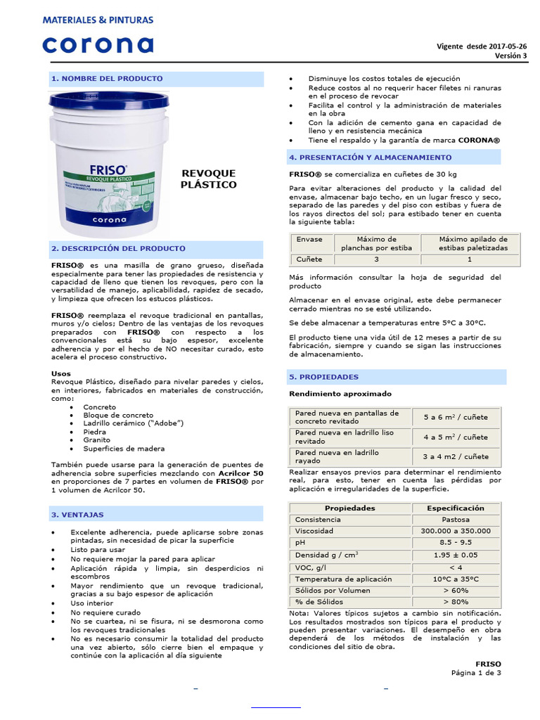 Revoque Plástico FRISO®: Ventajas y Aplicación | PDF | Hormigón | Cemento