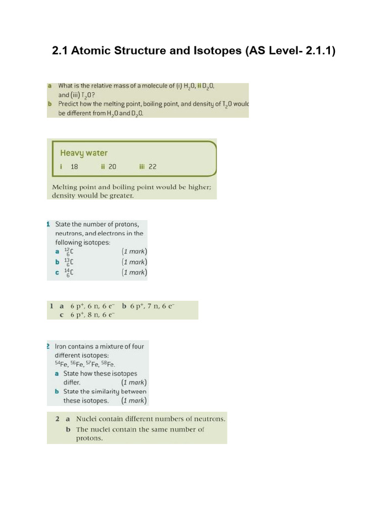 2.1 Atomic Structure and Isotopes | PDF