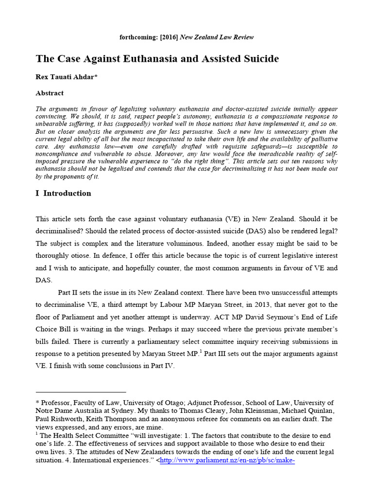 The Case Against Euthanasia and Assisted Suicide - Great Article | PDF ...