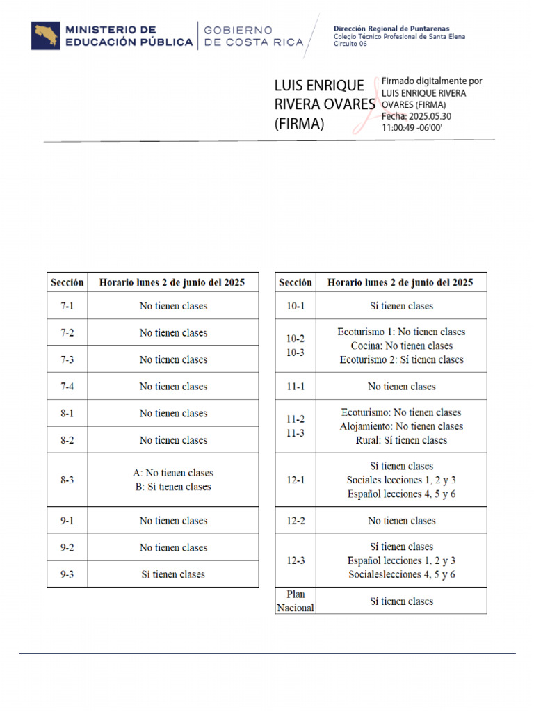 Circular DREP-SEC06-CTPSE-068-2025 Horario Lunes 2 Junio Votaciones APSE | PDF