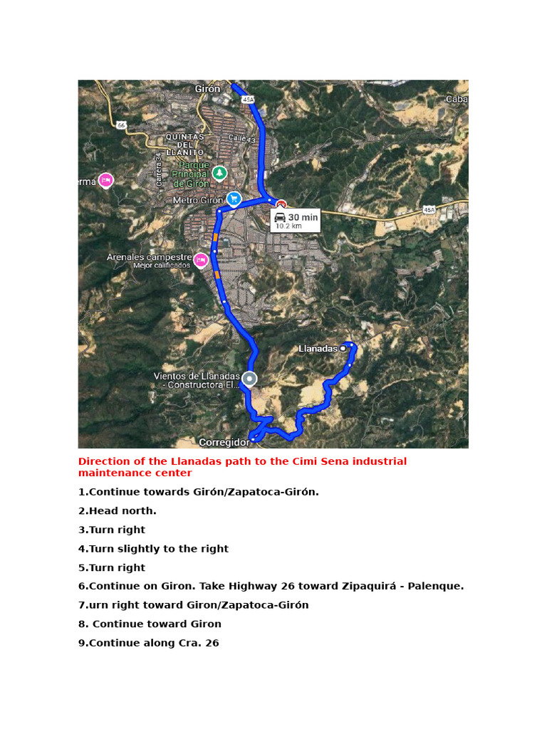 Directions to Cimi Sena Center | PDF