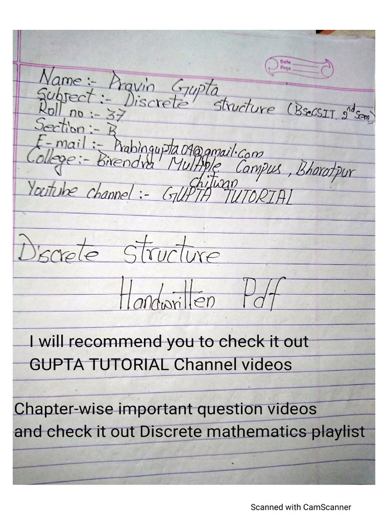 Discrete Structure Handwritten Note by Pravin Gupta | PDF