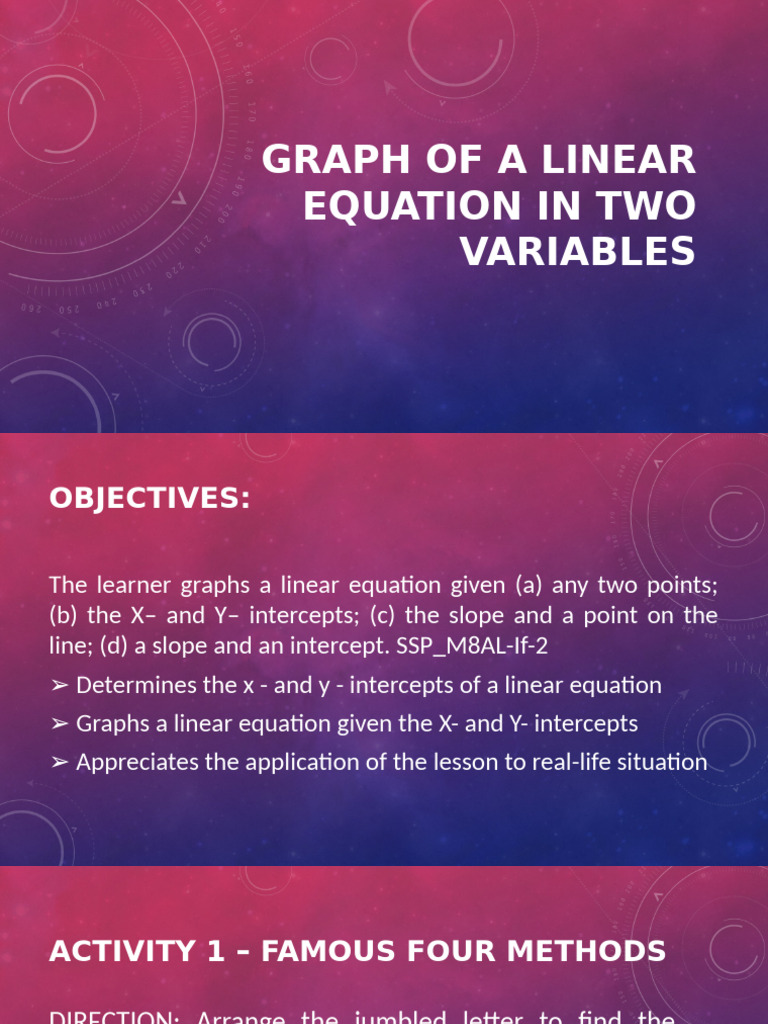 Graph of A Linear Equation in Two Variables-2 | PDF
