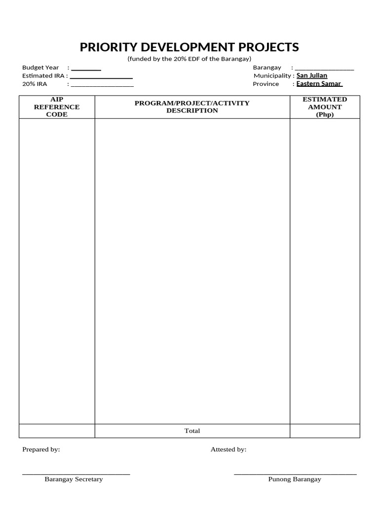 3-Brgy. Priority Devt. Projects Funded by 20% Edf Form | PDF