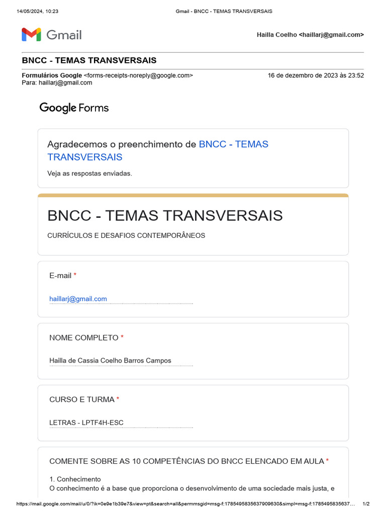 Gmail - BNCC - Temas Transversais | PDF | Science
