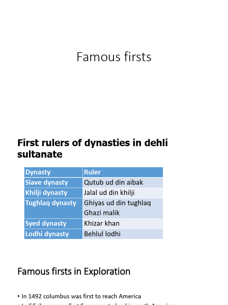Famous Firsts | PDF