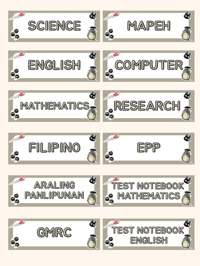 Grade 6 GMRC Notebook Subjects | PDF