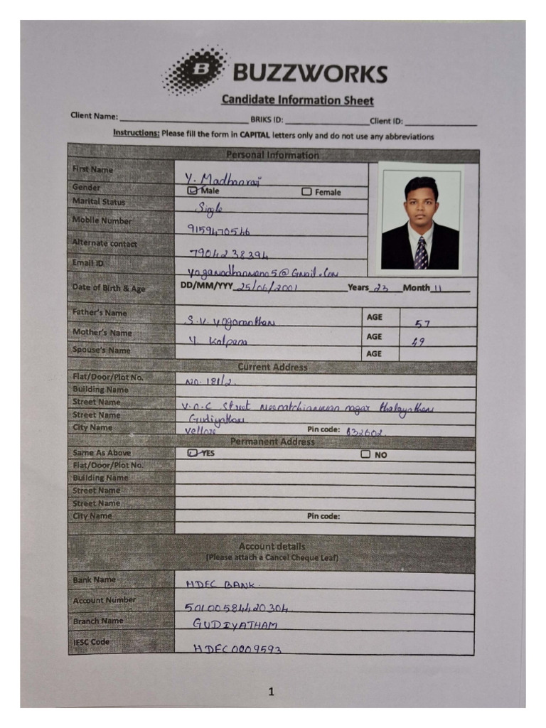 Candidate Information Sheet | PDF