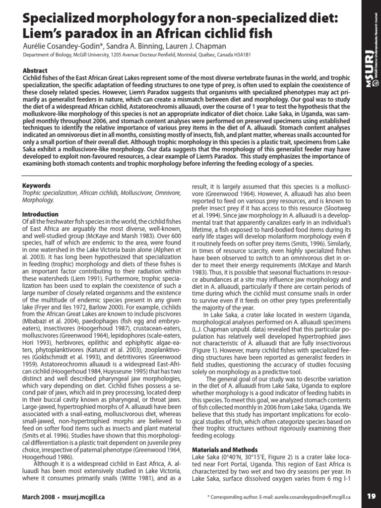 MSURJ Volume III - Article 3 | PDF | Predation | Fish