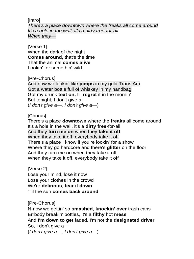 Take It Off | PDF | Songs
