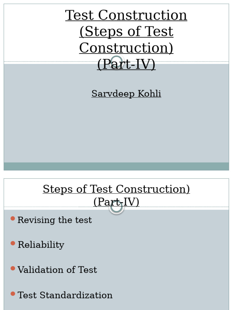 2021 (Part - 4) Steps of Test Construction | PDF | Validity (Statistics ...