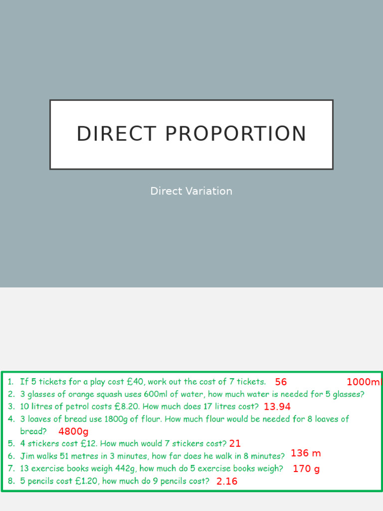 Direct Proportion | PDF