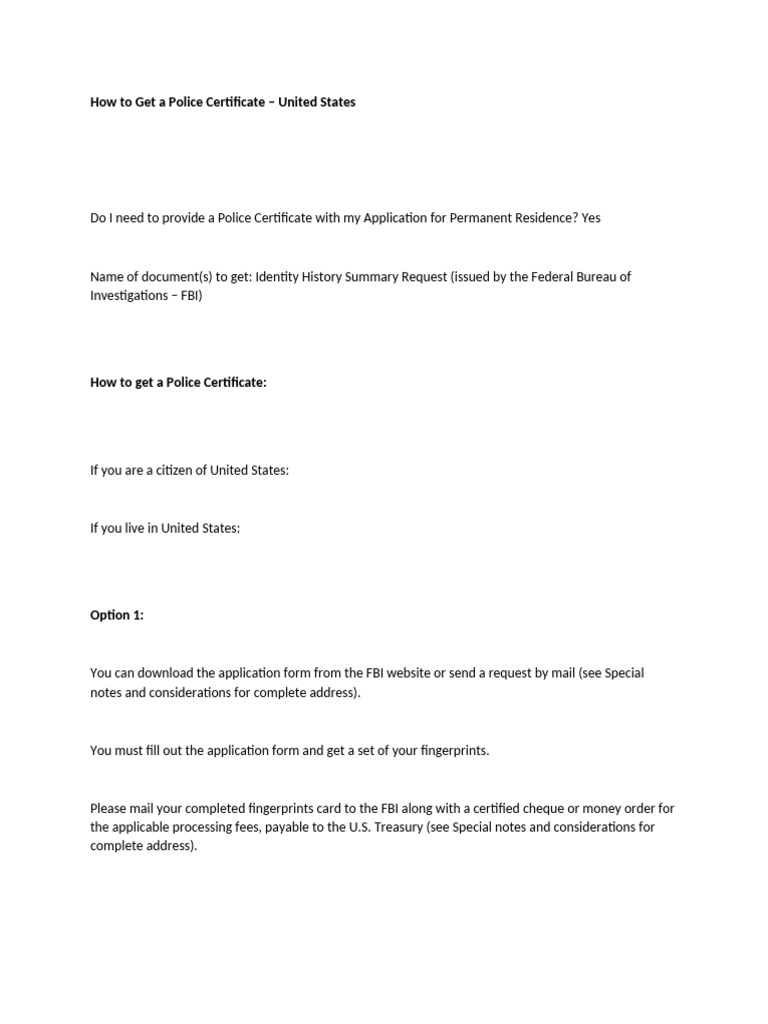 How To Get A Police Certificate Abril 2018 | PDF | Cheque | Federal ...