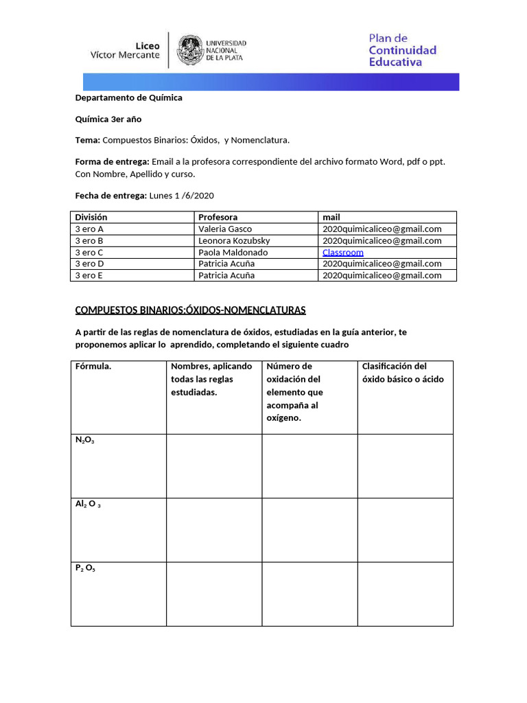 GuÃ A de Ã Xidos y Nomenclatura | PDF