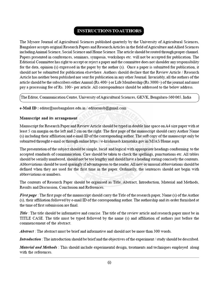 Mysore Journal Author Guidelines | PDF | Abstract (Summary) | Academic ...