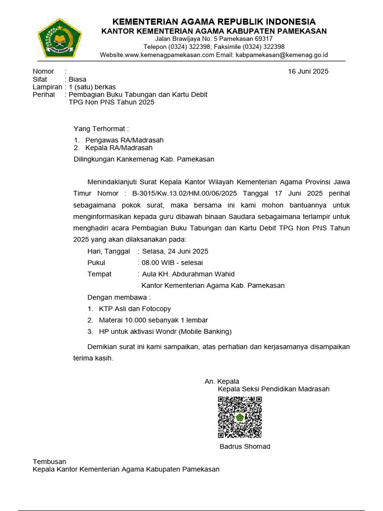 Pembagian Buku Rekening Bni Dan Kertu Debit | PDF