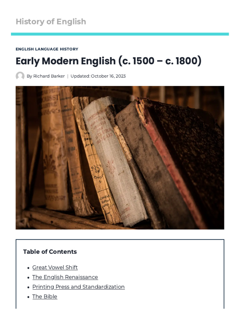 Great Vowel Shift in Early Modern English | PDF | Thou | Dictionary
