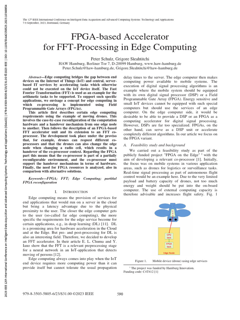 Fpga Based Accelerator For Fft Processing In Edge Computing Pdf Field Programmable Gate