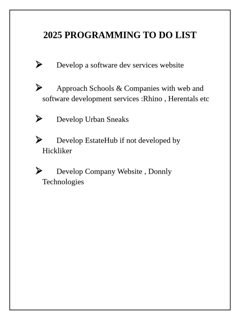 2025 Programming to Do List | PDF