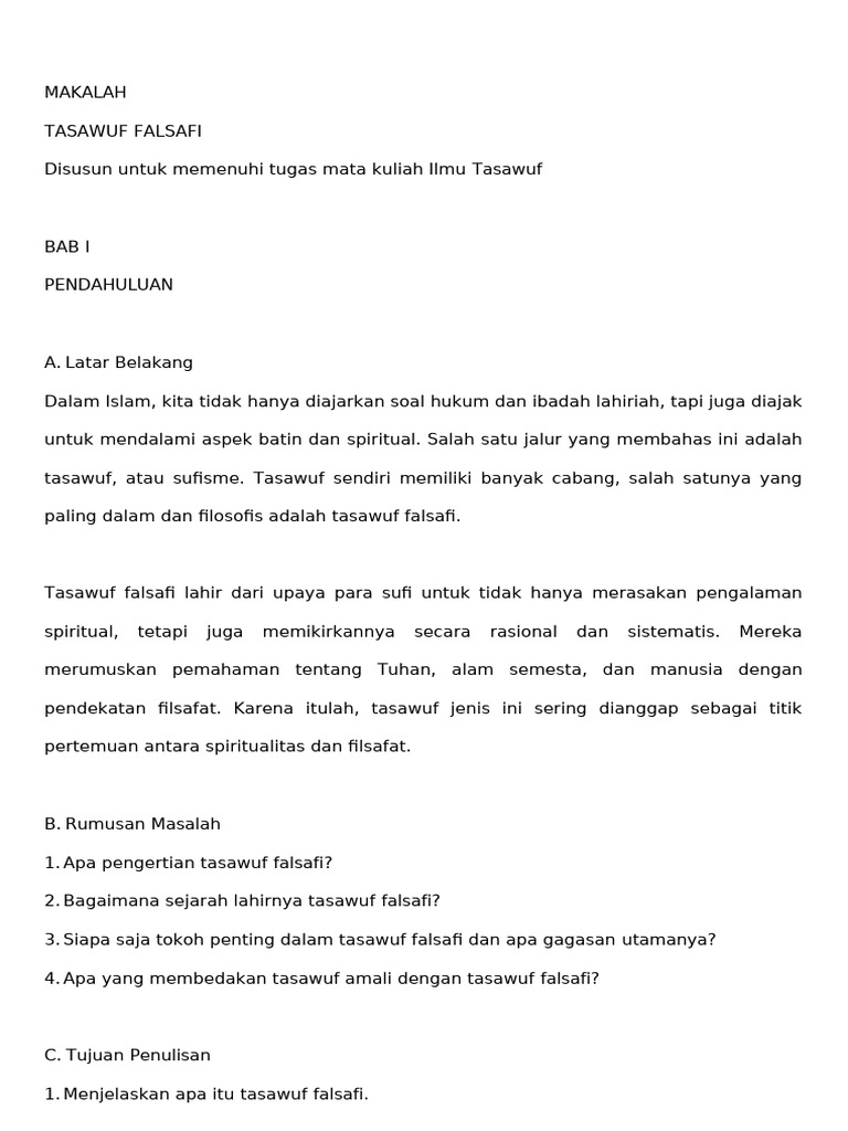Pengertian Tasawuf Falsafi | PDF