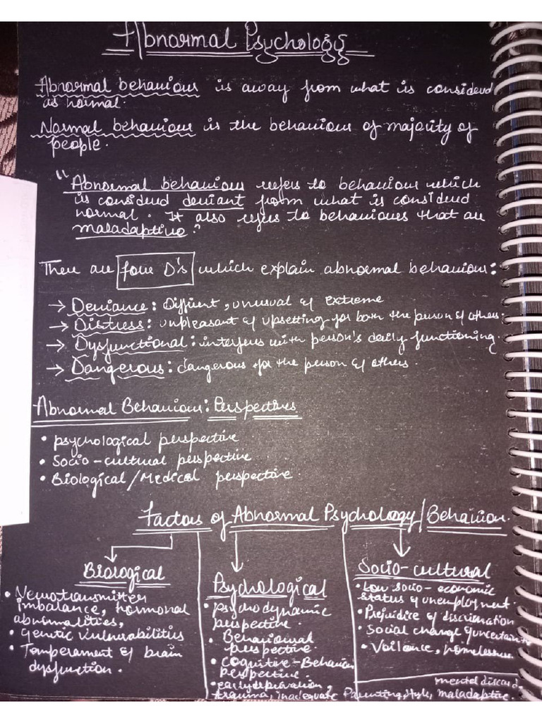 Abnormal Psychology Notes | PDF