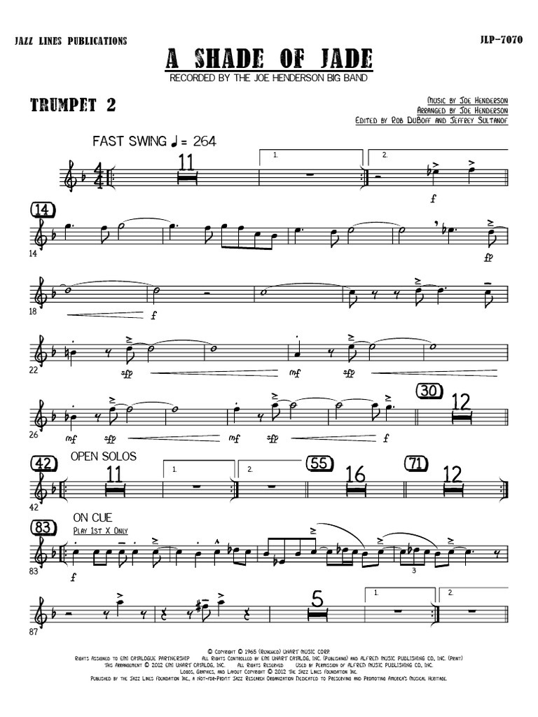 A Shade of Jade - Trumpet 2 | PDF | American Popular Music | American ...